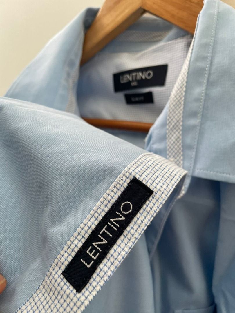 Lentino Blue Formal Office Shirt Short Sleeve XXL, Men's Fashion, Tops ...