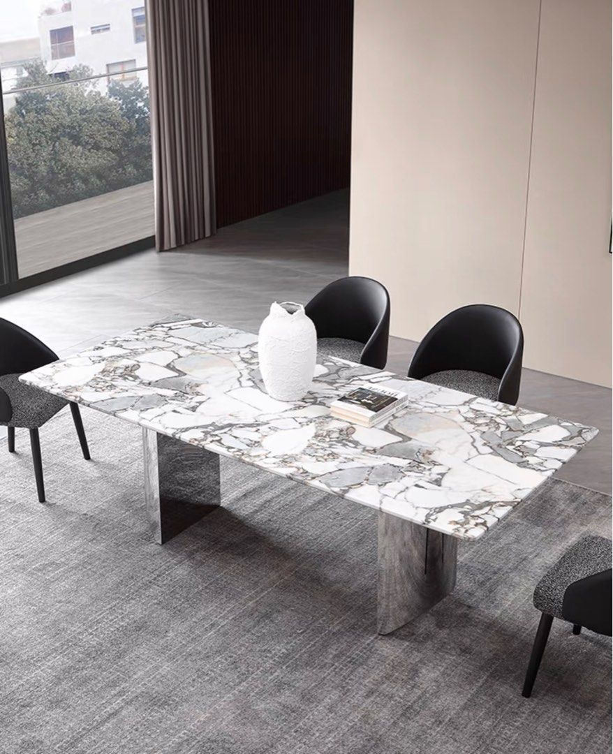 MCLAMB Modern Marble Dining Table, Furniture & Home Living, Furniture ...