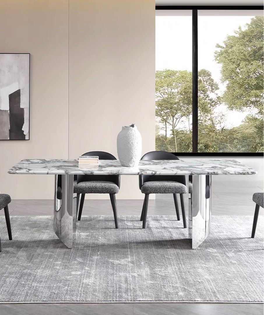 MCLAMB Modern Marble Dining Table, Furniture & Home Living, Furniture ...