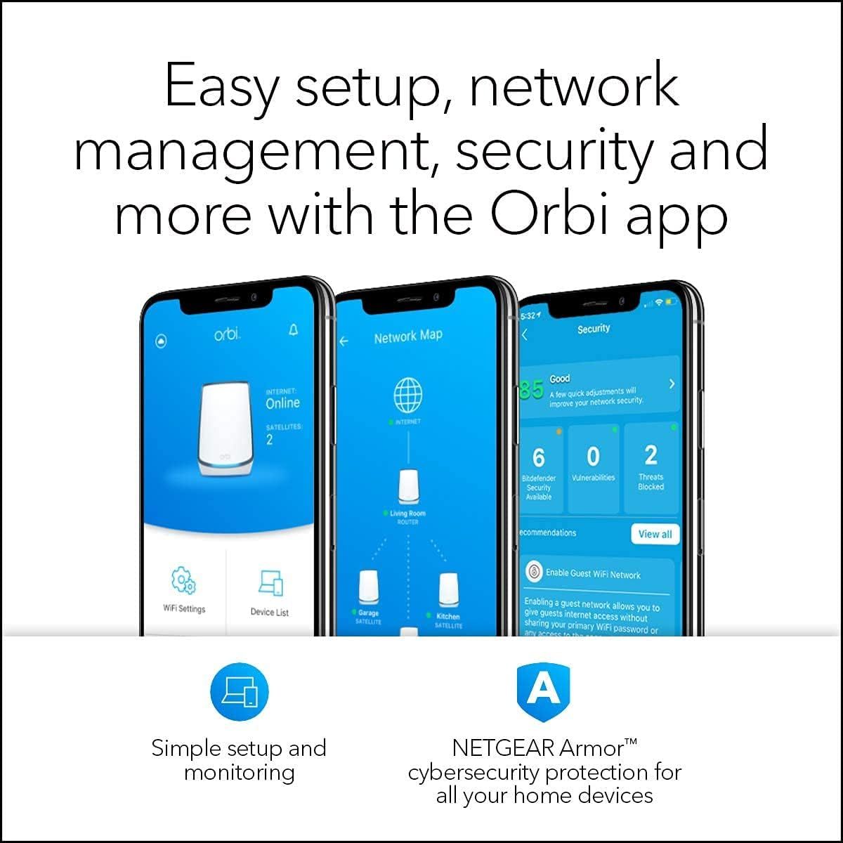 NETGEAR Orbi RBK Tri Band WiFi Mesh System Wifi Router With Satellite Extenders