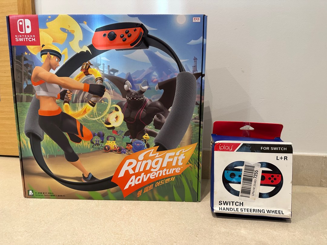 Nintendo Ring Fit Adventure (with game) + handle steering wheel, Video ...