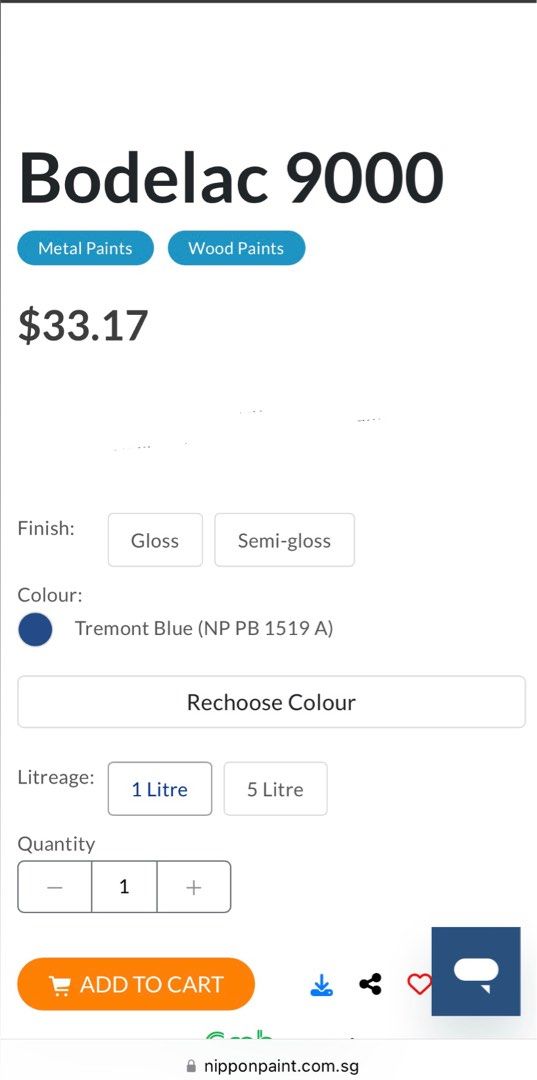 Nippon Paint Bodelac 9000 Tremont Blue, Furniture & Home Living, Home ...