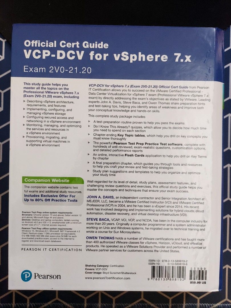 Official Cert Guide VCP-DCV for vSphere 7.x, Hobbies & Toys, Books & Magazines, Textbooks on ...
