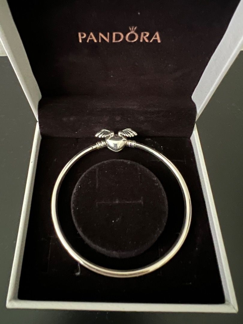 Pandora Moments Angel Wings Clasp Bangle, Women's Fashion, Jewelry ...