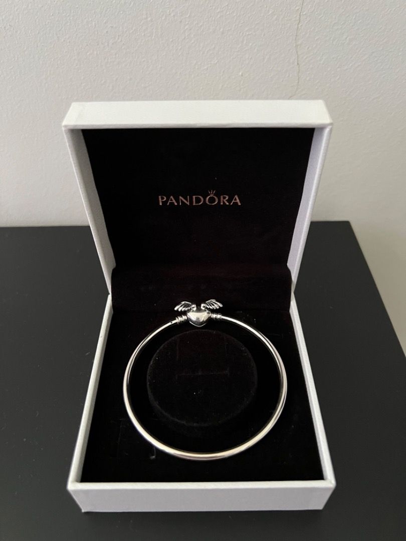 Pandora Moments Angel Wings Clasp Bangle, Women's Fashion, Jewelry ...