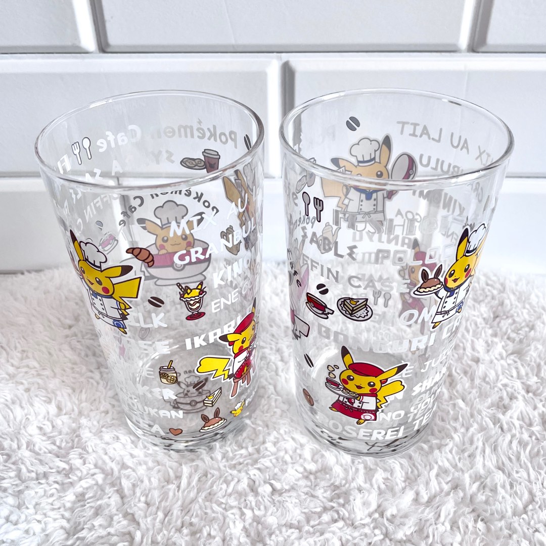 Pokemon Cafe Pikachu Tall Glass Cups, Furniture & Home Living ...