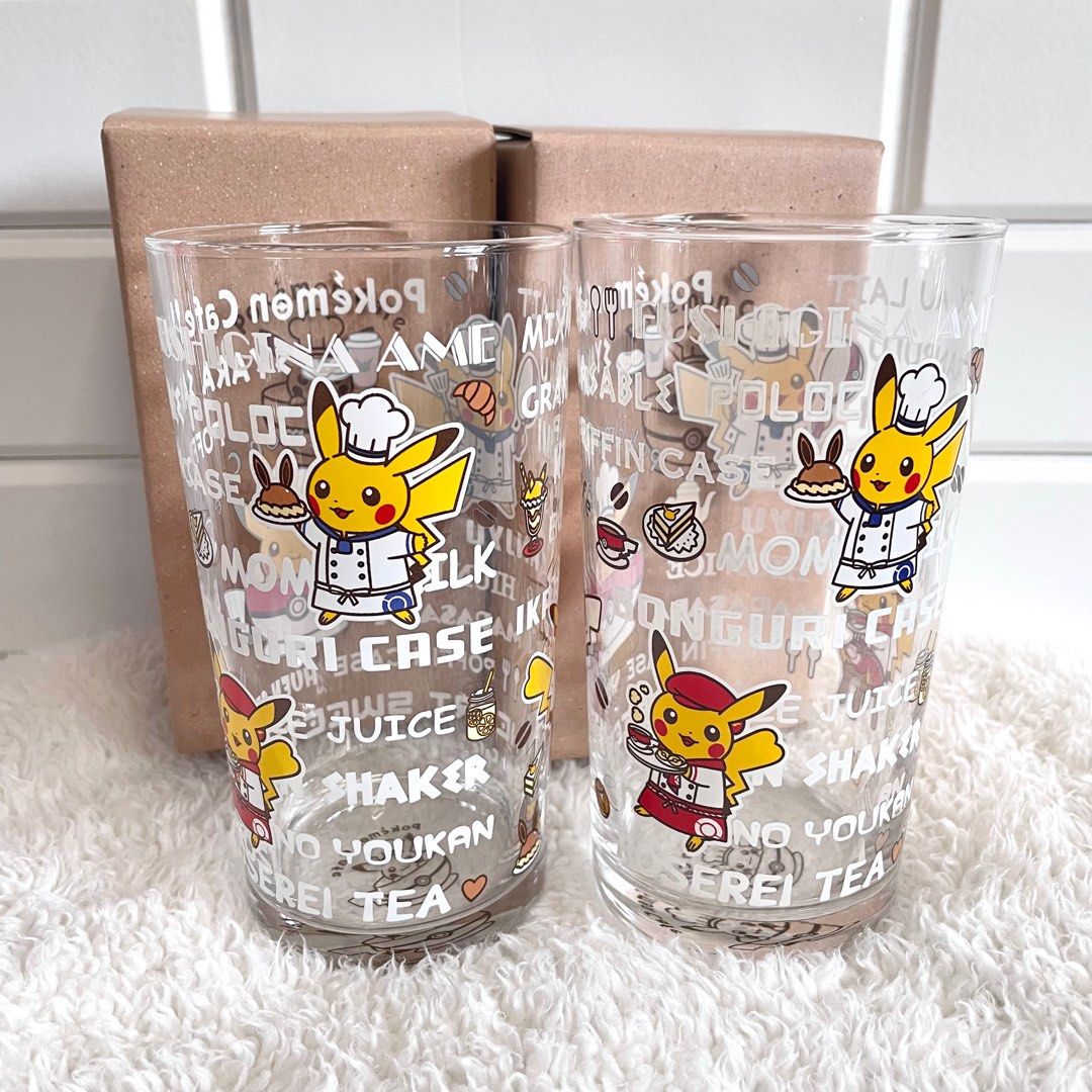 Pokemon Cafe Pikachu Tall Glass Cups, Furniture & Home Living ...