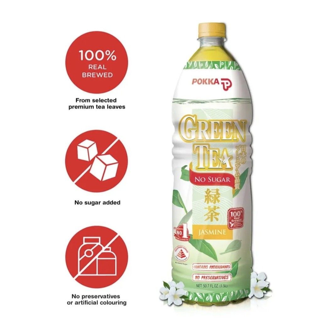 Pokka Green Tea No Sugar (12 x 1.5L), Food & Drinks, Beverages on Carousell