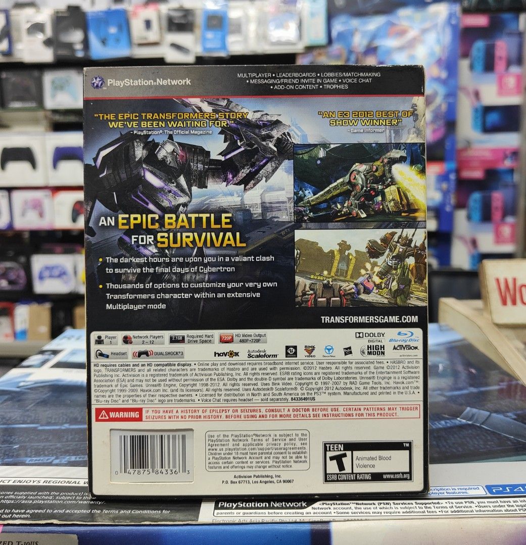 PS3 Transformers Fall of Cybertron with Sleeve Cover, Video Gaming ...