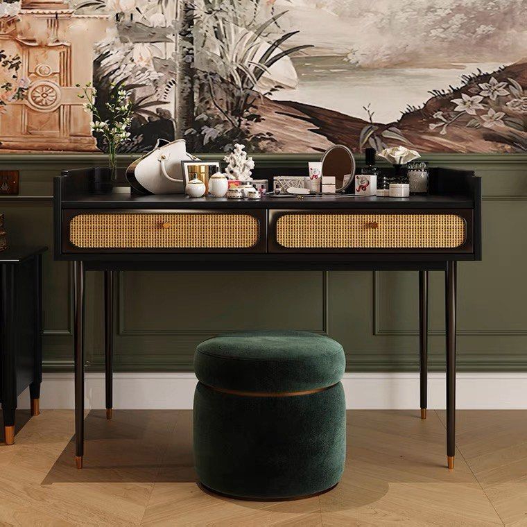 Rattan study table / vanity table, Furniture & Home Living, Furniture ...