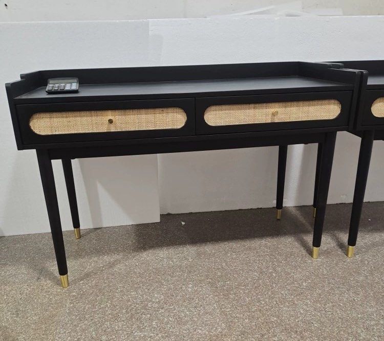 Rattan study table / vanity table, Furniture & Home Living, Furniture ...