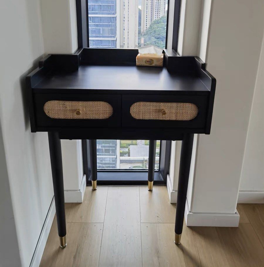 Rattan study table / vanity table, Furniture & Home Living, Furniture ...