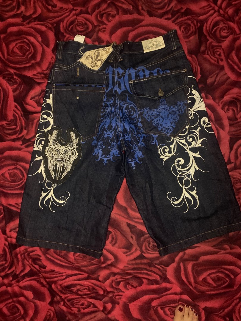 Y2k Raw Blue Denim Baggy Jorts (jnco affliction vibes) on Carousell