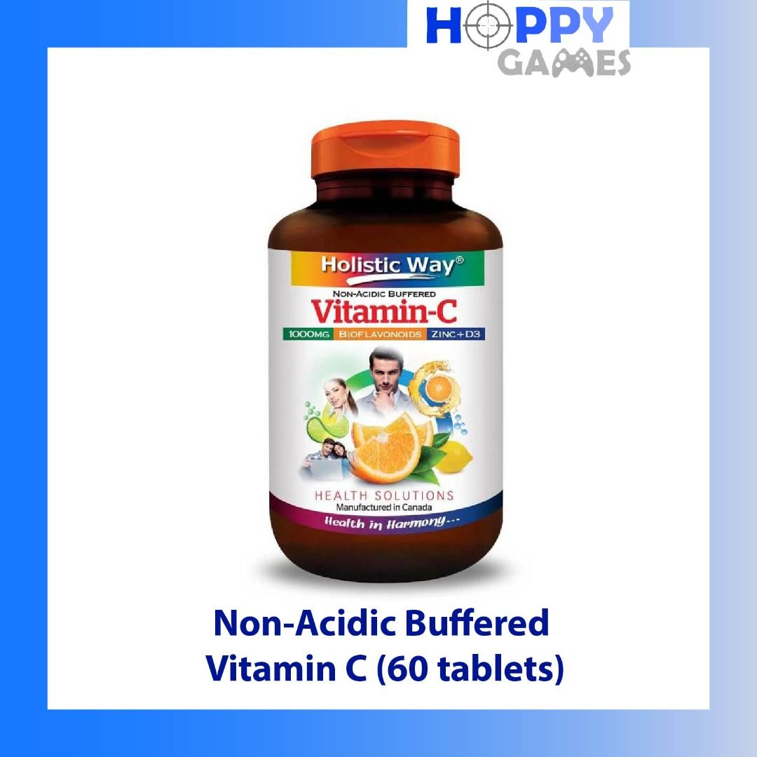 READY STOCK! Holistic Way Non-Acidic Buffered Vitamin C 1000mg [60 tablets], Health & Nutrition ...