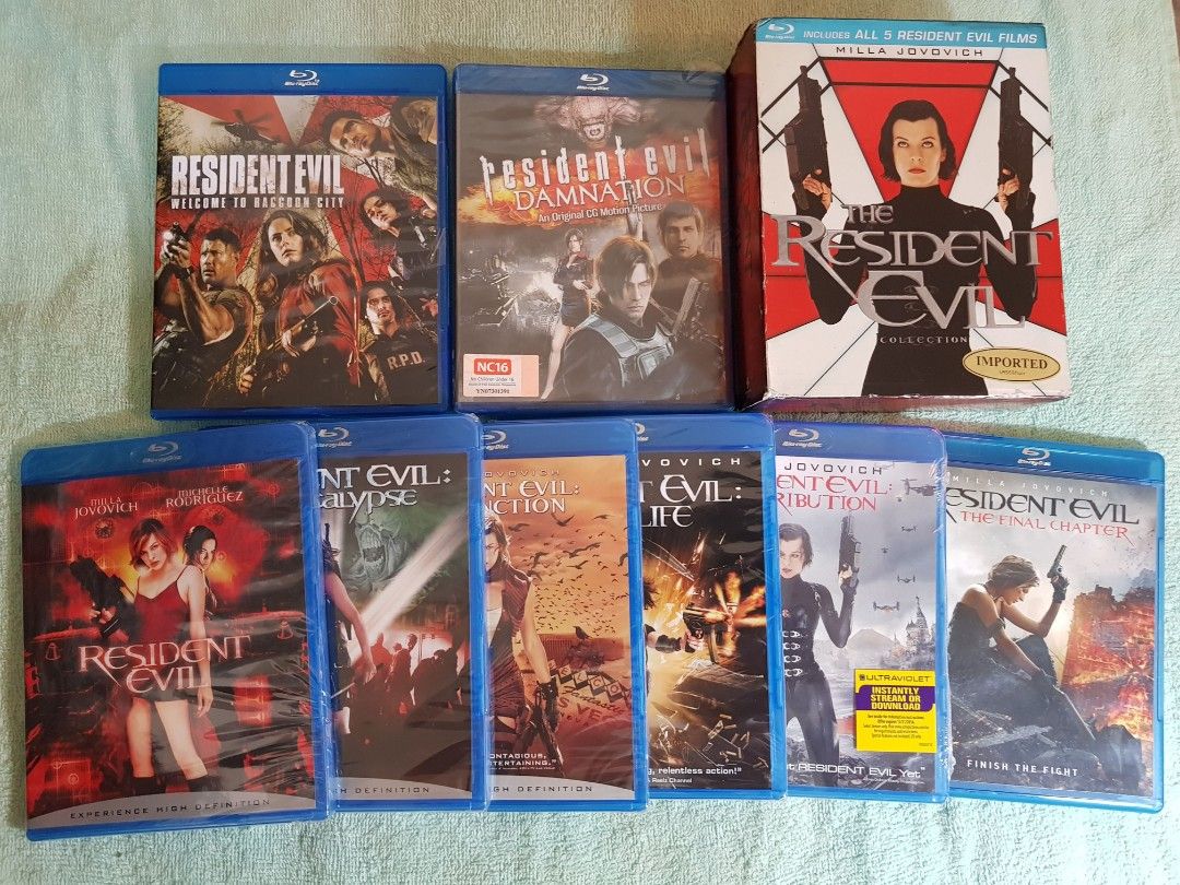 Region A RESIDENT EVIL 1st Press Original Blu-Ray 8-Movie Set, Hobbies ...