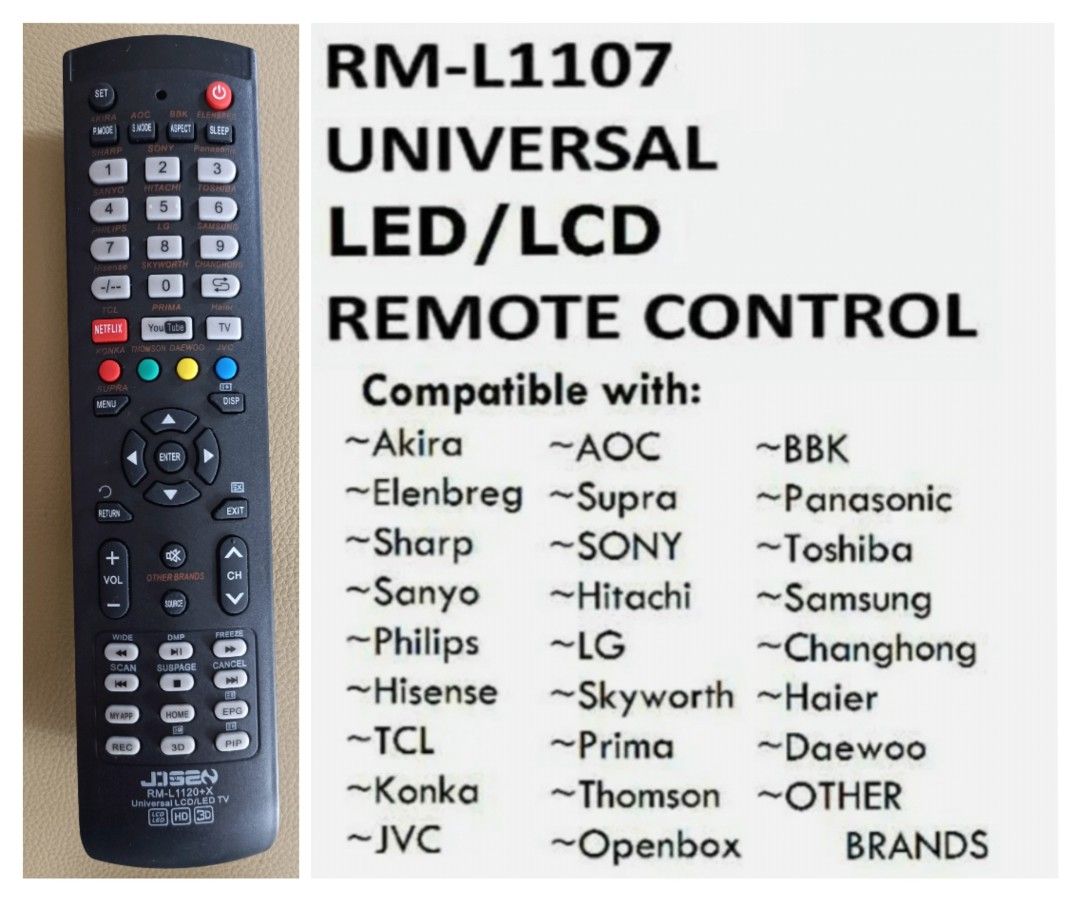 RM-L1107+X Universal LED/LCD Remote Control, TV & Home Appliances, TV & Entertainment, TV Parts ...
