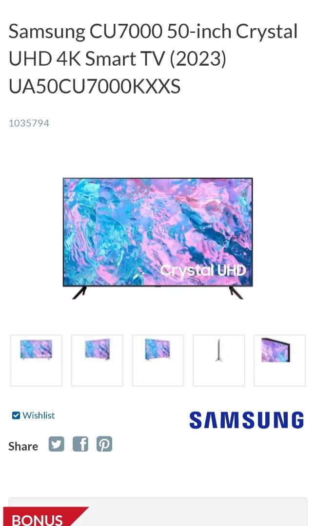 [READY STOCK] Samsung cu7000 50 inches crystal UHD 4k smart tv, TV ...