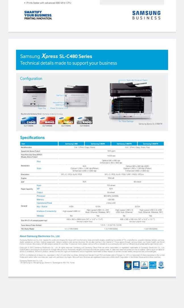 Samsung xpress C480W printer, Computers & Tech, Printers, Scanners ...
