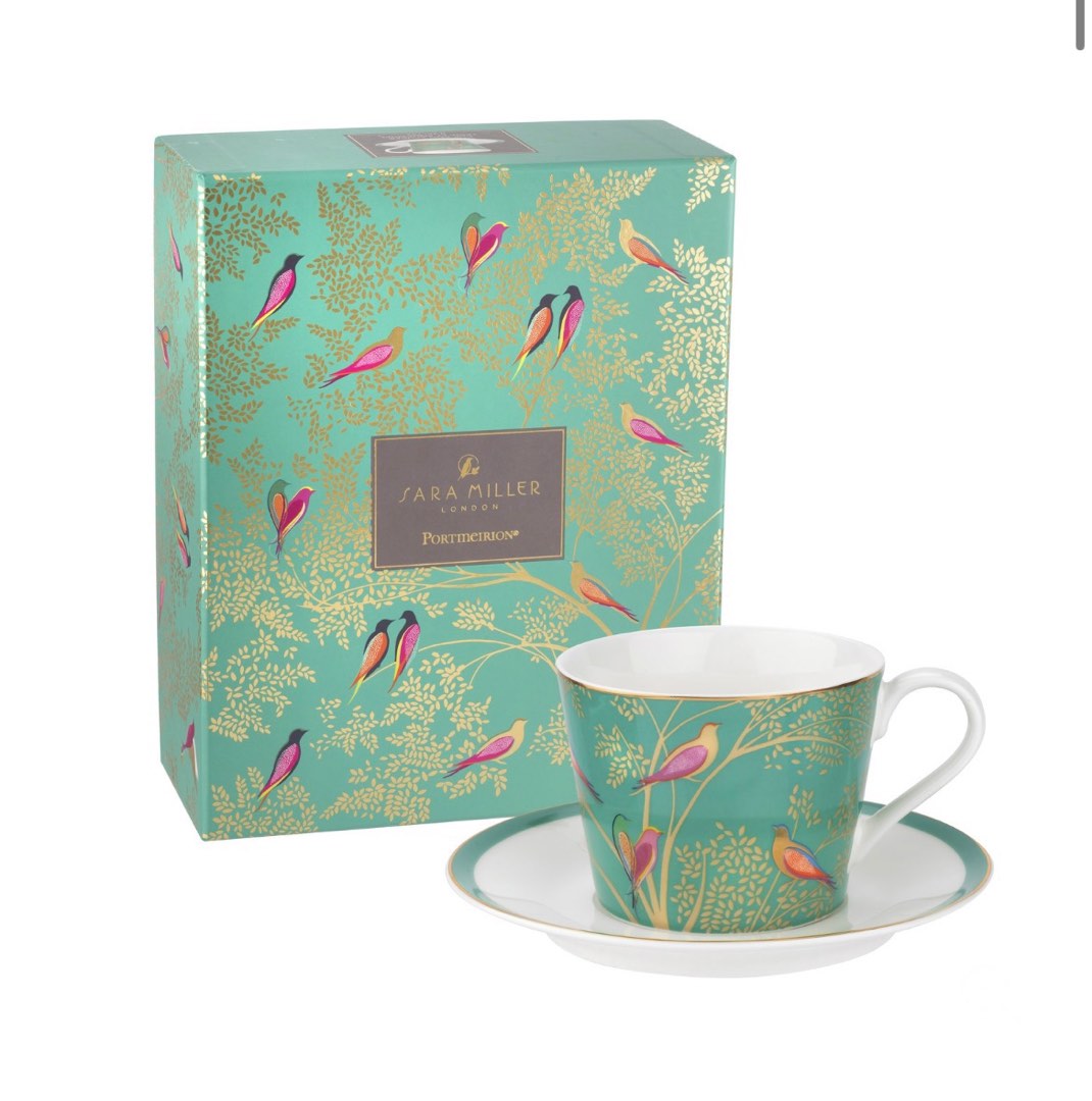 Sara Miller London Chelsea Teacup and Saucer (Green), Furniture & Home ...