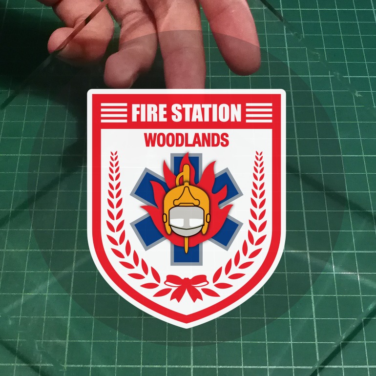 SCDF Woodlands Fire Station . Static Cling Decals . 11cm diameter ...