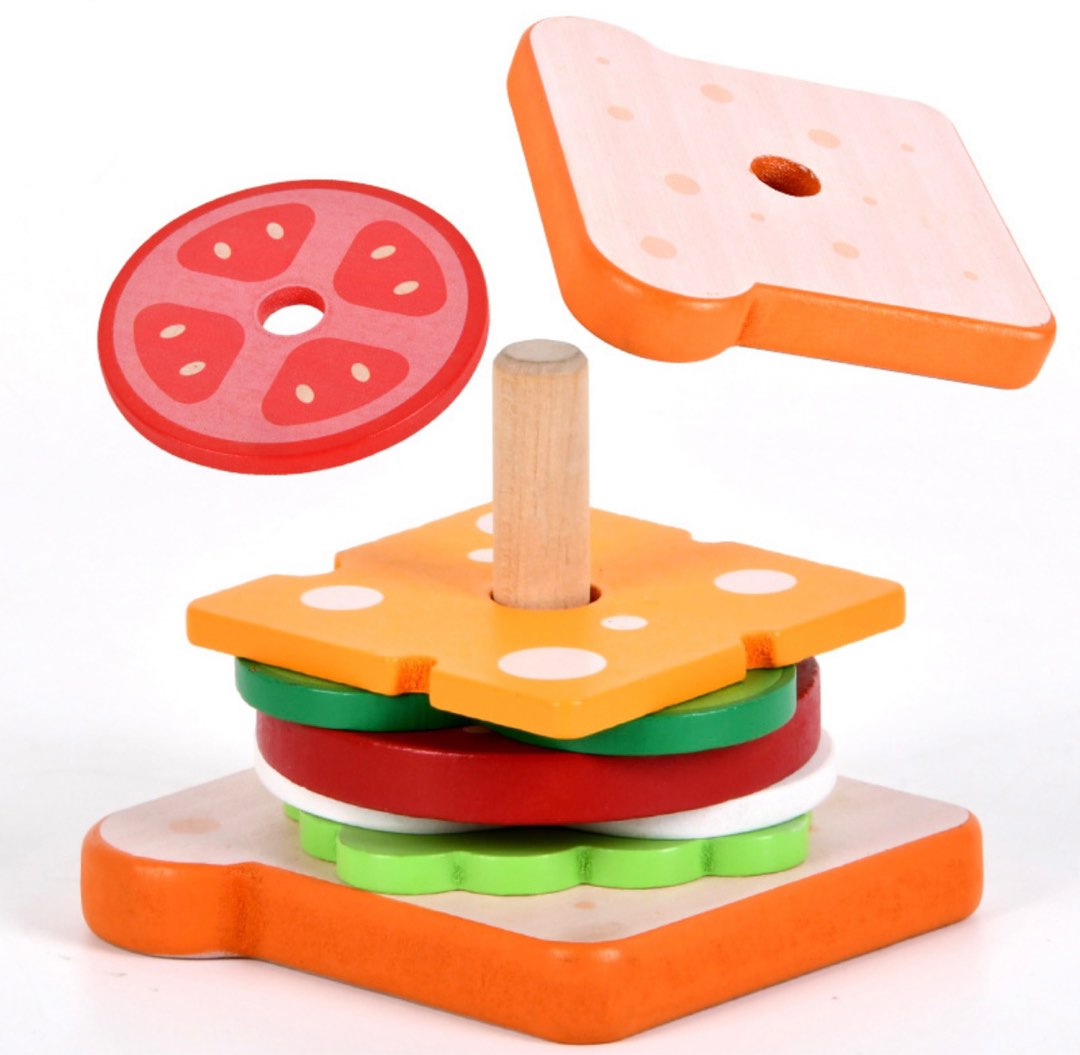 SG [Instocks] Wooden Sandwich Stack Making Set Kids Toys Pretend Play ...