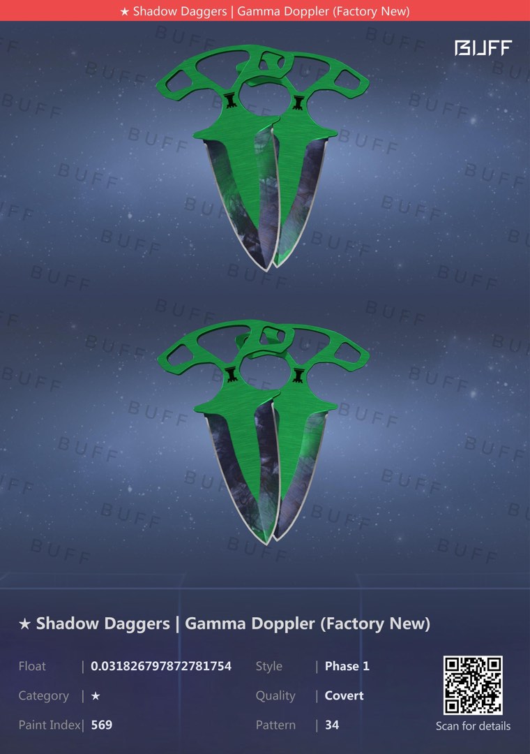 Shadow Daggers Gamma Doppler P1 FN CSGO, Video Gaming, Gaming ...