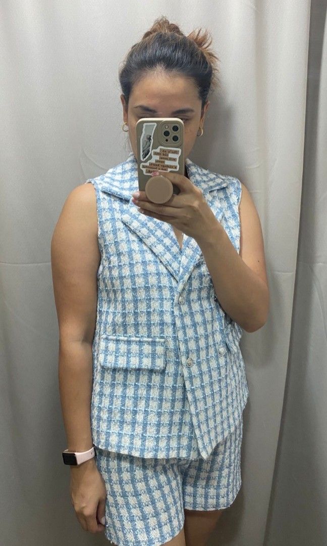Sky blue and white Tweeds Coords on Carousell