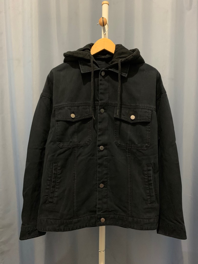 SPAO DENIM JACKET WITH HOODED, Fesyen Pria, Pakaian , Baju Luaran di ...