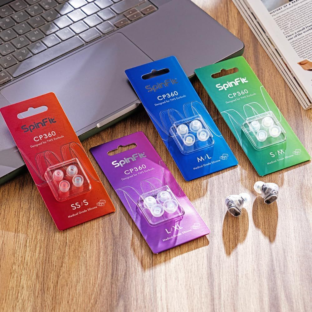 SpinFit CP360 for True Wireless Earbuds-M/S-Patented Silicone Eartips ...