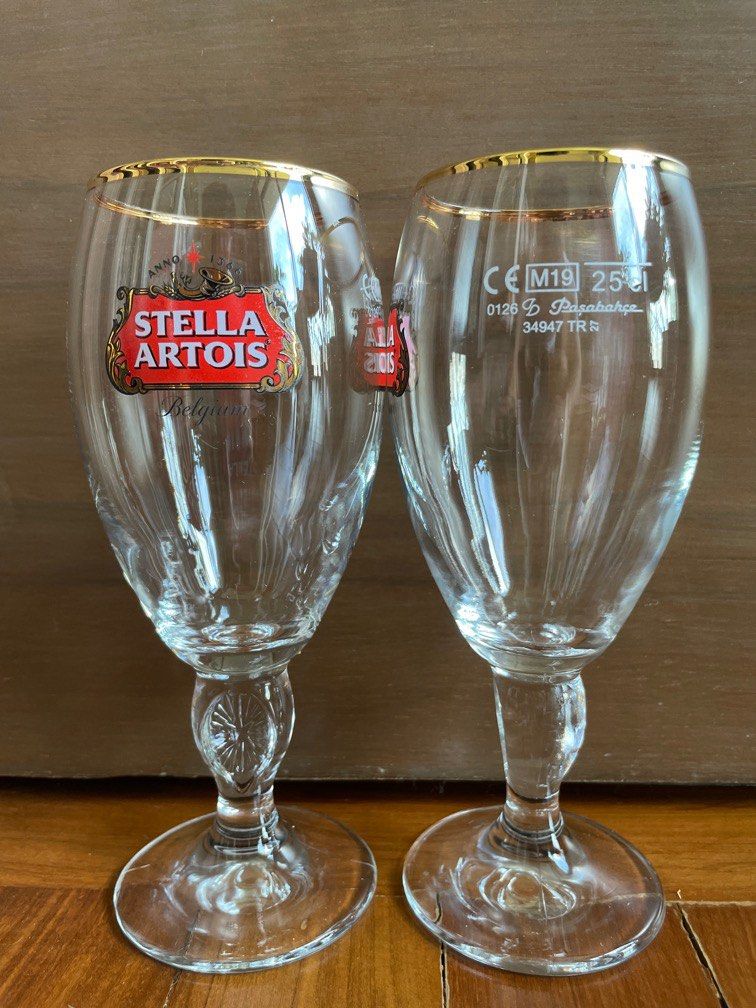 Stella Artois Beer Glasses (2 pcs) 25cl, Furniture & Home Living ...