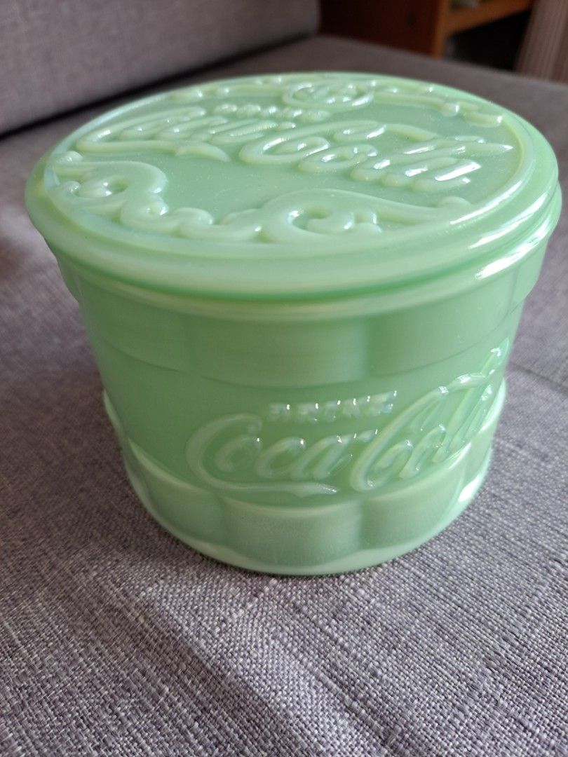 TableCraft's Coca-Cola Jadeite Salt Cellar with Lid 4.25 x 4.25 x 3.75 ...