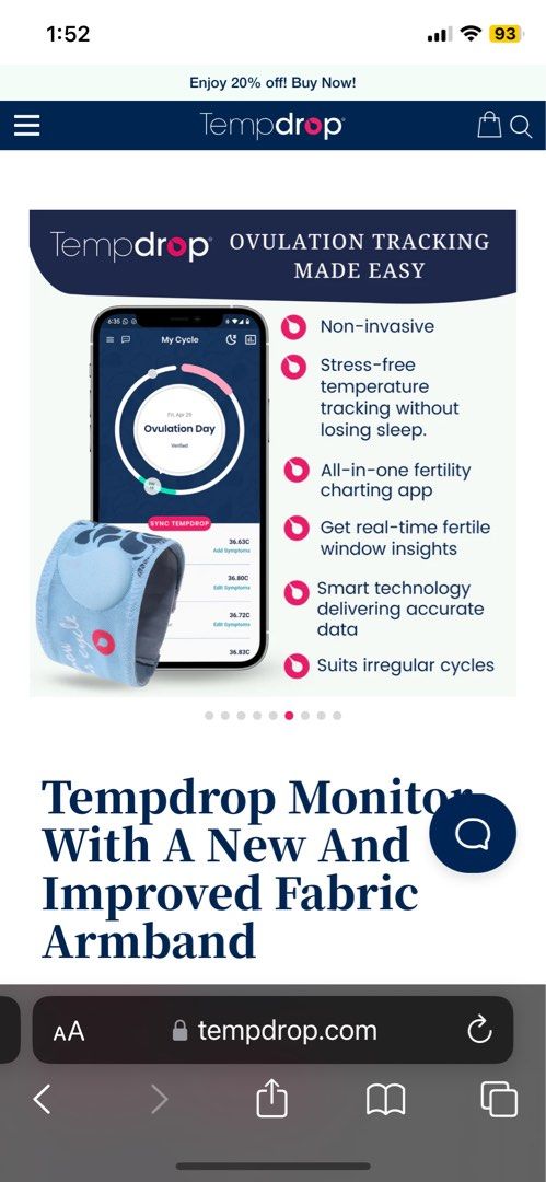Tempdrop Wearable Fertility Tracker, Health & Nutrition, Thermometers ...