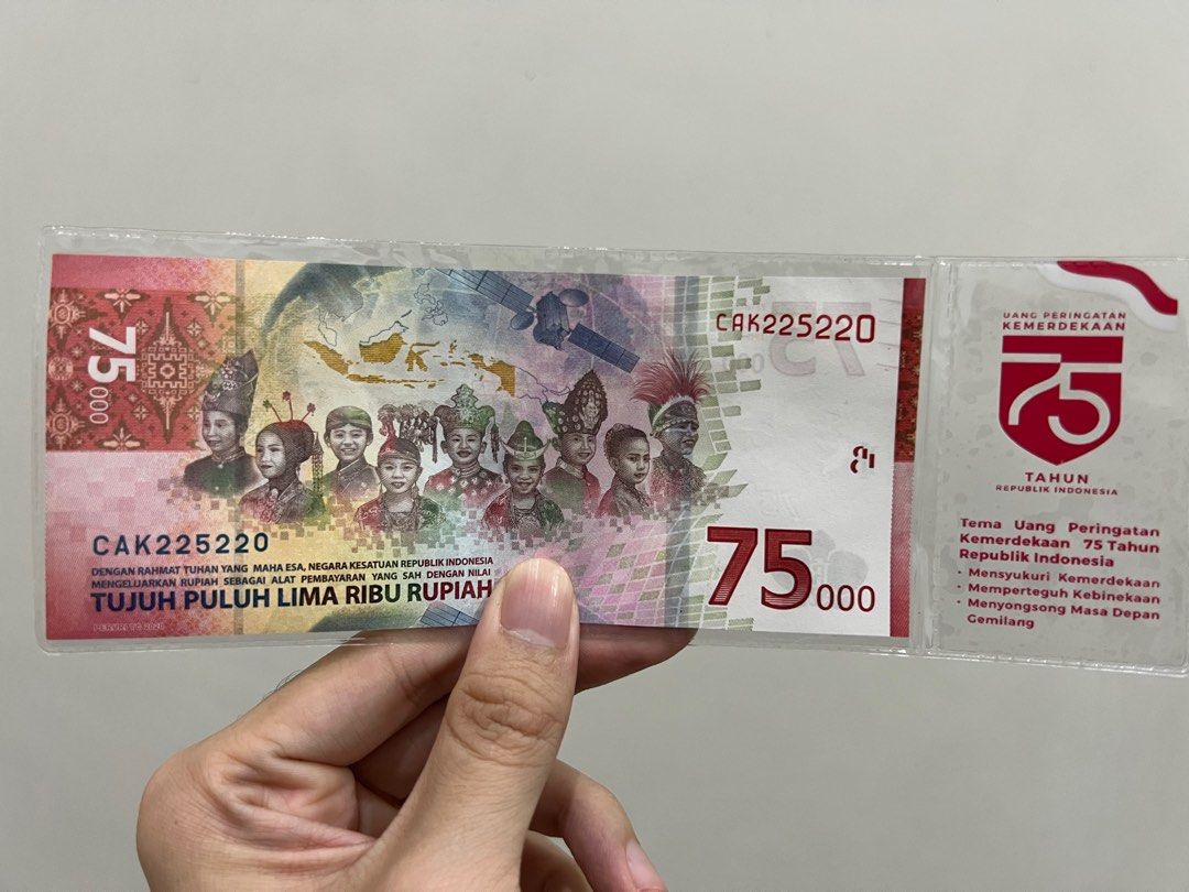Uang 75 ribu edisi ulang tahun ke-75 indonesia on Carousell