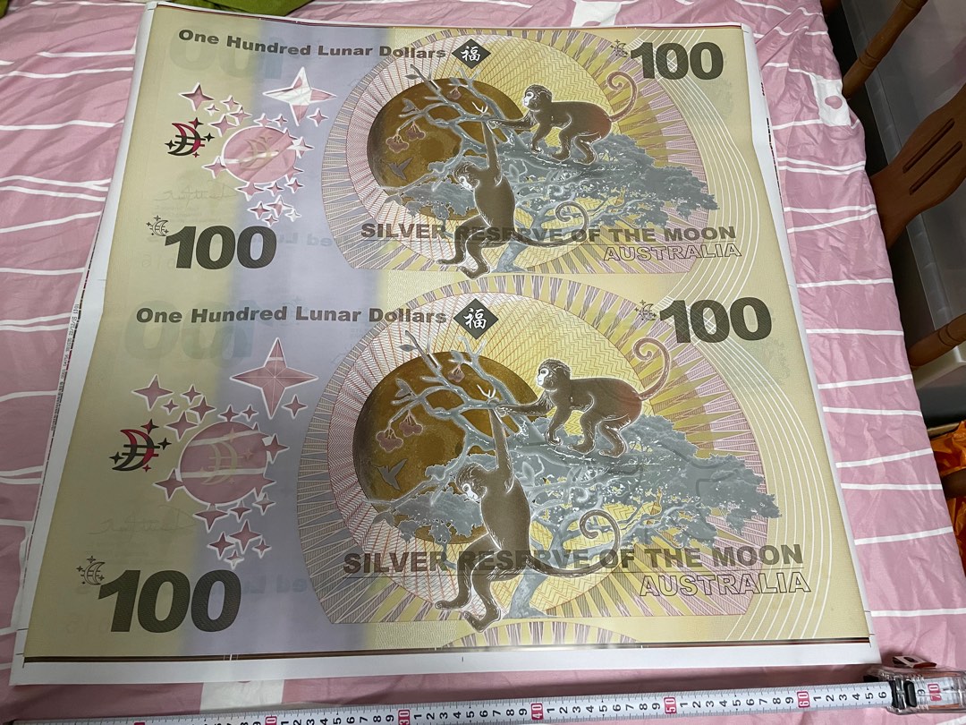 Uncut $100 Polymer Lunar dollars-special extreme large edition, Hobbies ...