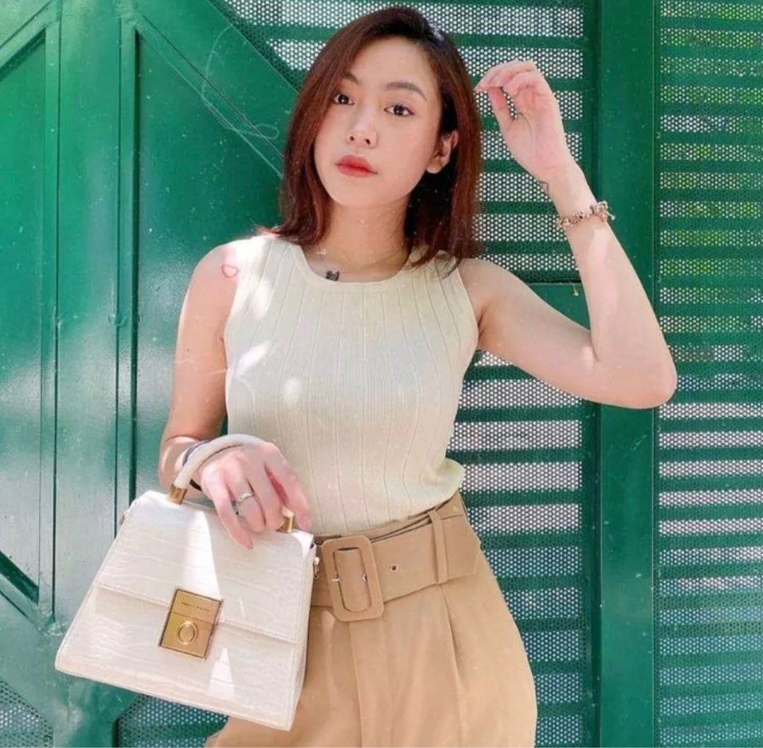 (USED) Tas CK / Charles & Keith Bag Original in beige colour, Fesyen ...