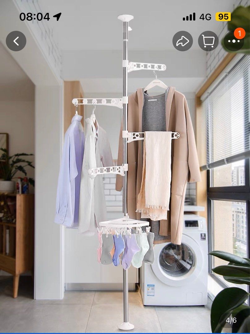 Vertical clothes hanging pole, Furniture & Home Living, Home ...