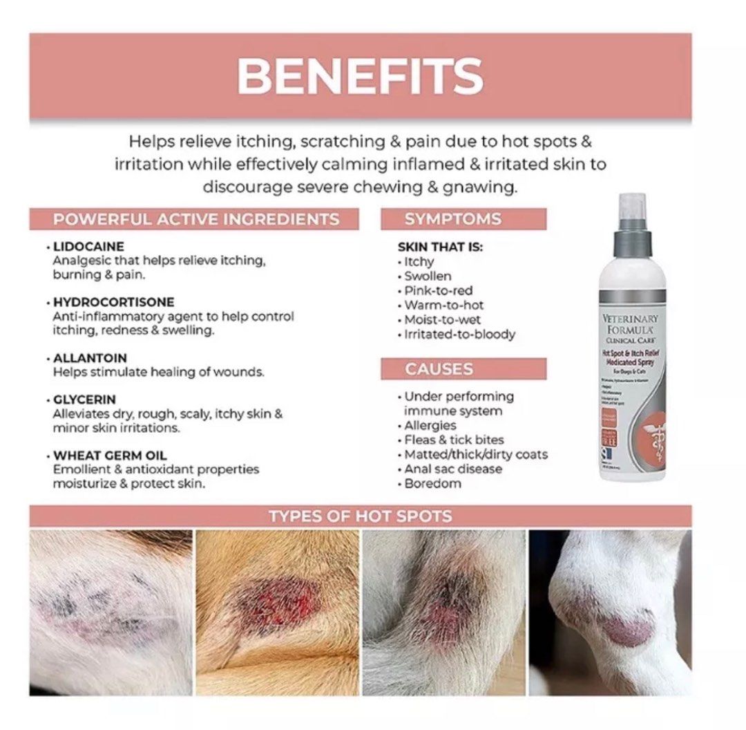 Veterinary Formula Hot Spot & Itch medicated spray, Pet Supplies, Health & Grooming on Carousell