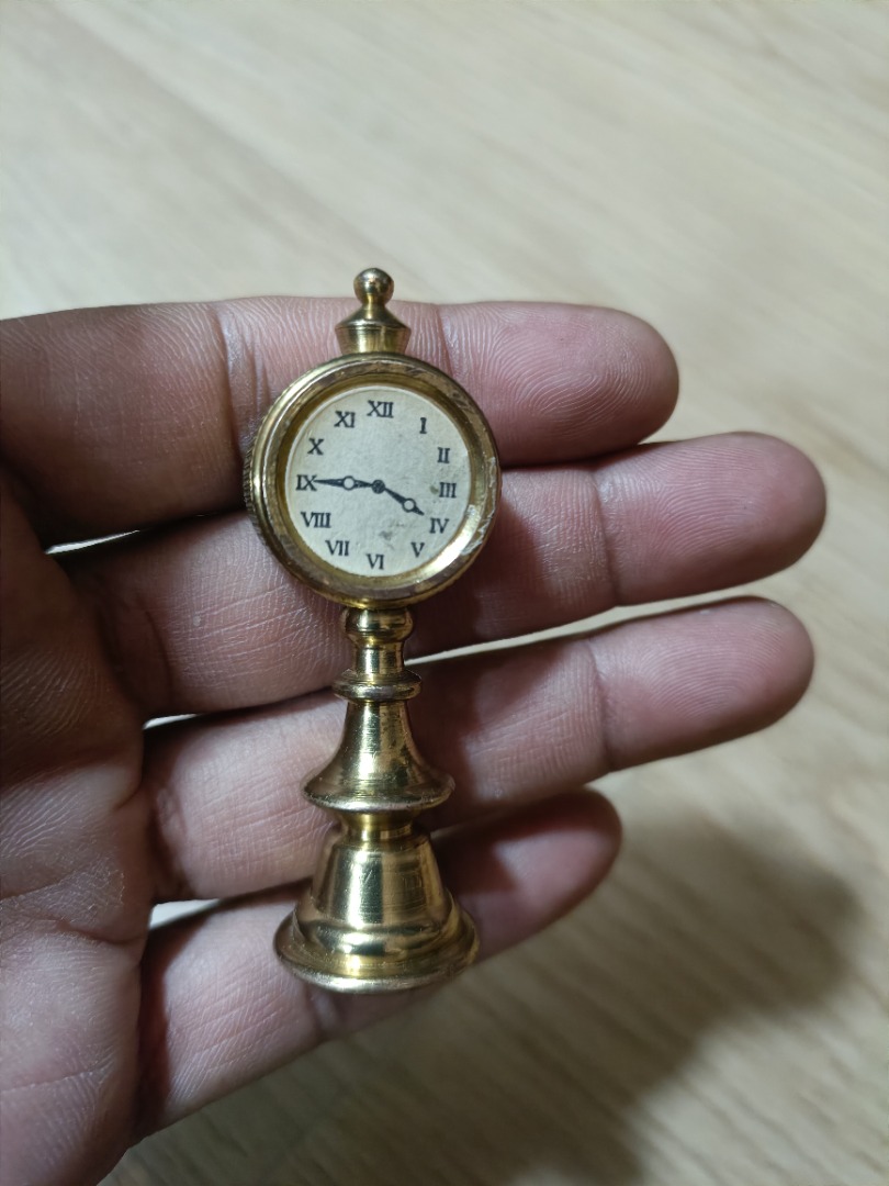 Vintage miniature brass clock for doll house, Hobbies & Toys ...