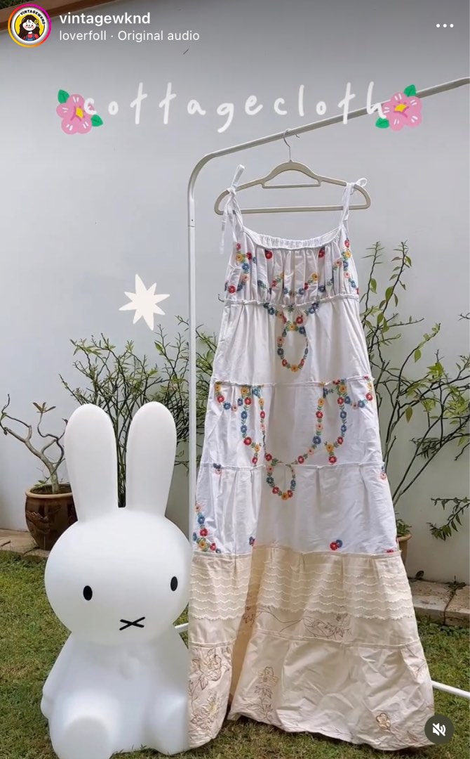 Vintage Weekend Cottage Cloth Maxi Dress, Women's Fashion, Dresses ...
