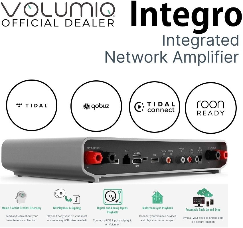 Volumio Integro Multi-Room Wireless Bluetooth/WiFi/Ethernet Network ...