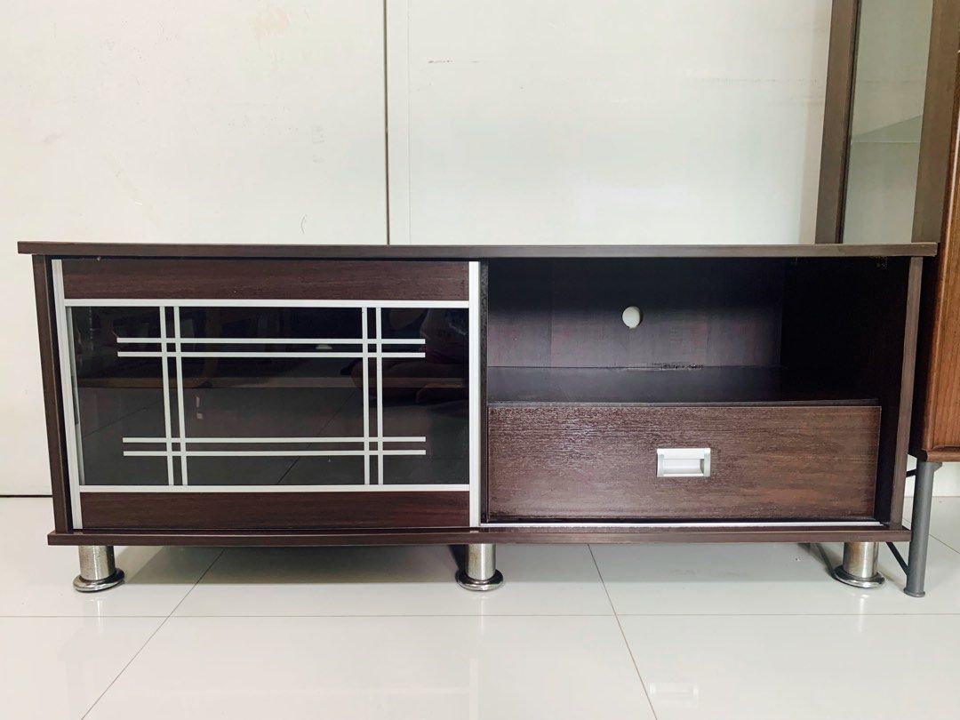 Wood TV console with Sliding Door, Furniture & Home Living, Furniture ...
