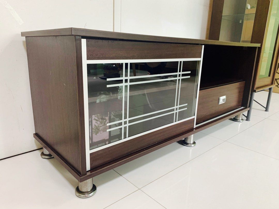 Wood TV console with Sliding Door, Furniture & Home Living, Furniture ...