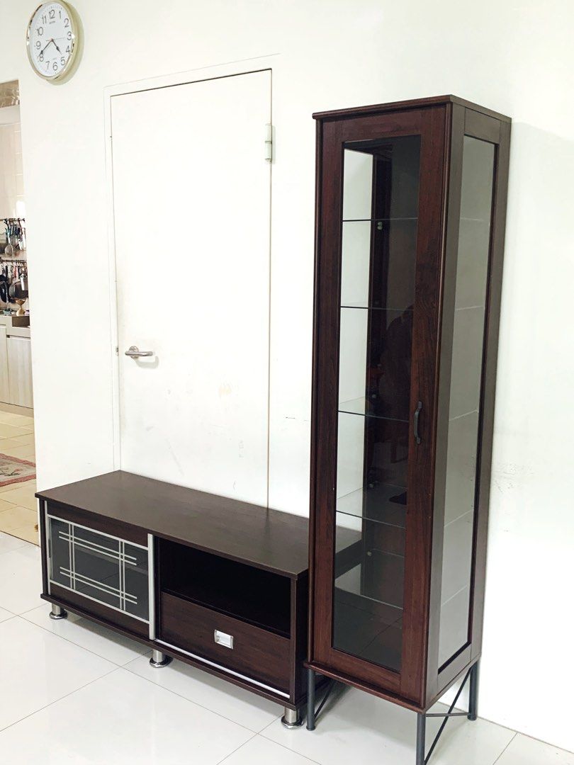 Wood TV console with Sliding Door, Furniture & Home Living, Furniture ...