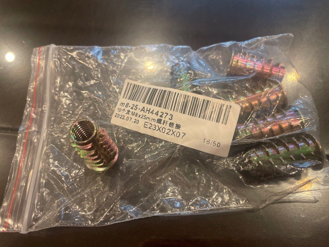 Woodwork Hex drive screw insert with internal thread do M8 bolt ...