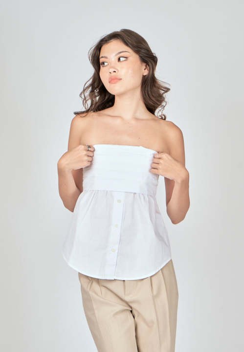 zara dupe, love ara white pleated tube top, Women's Fashion, Tops ...