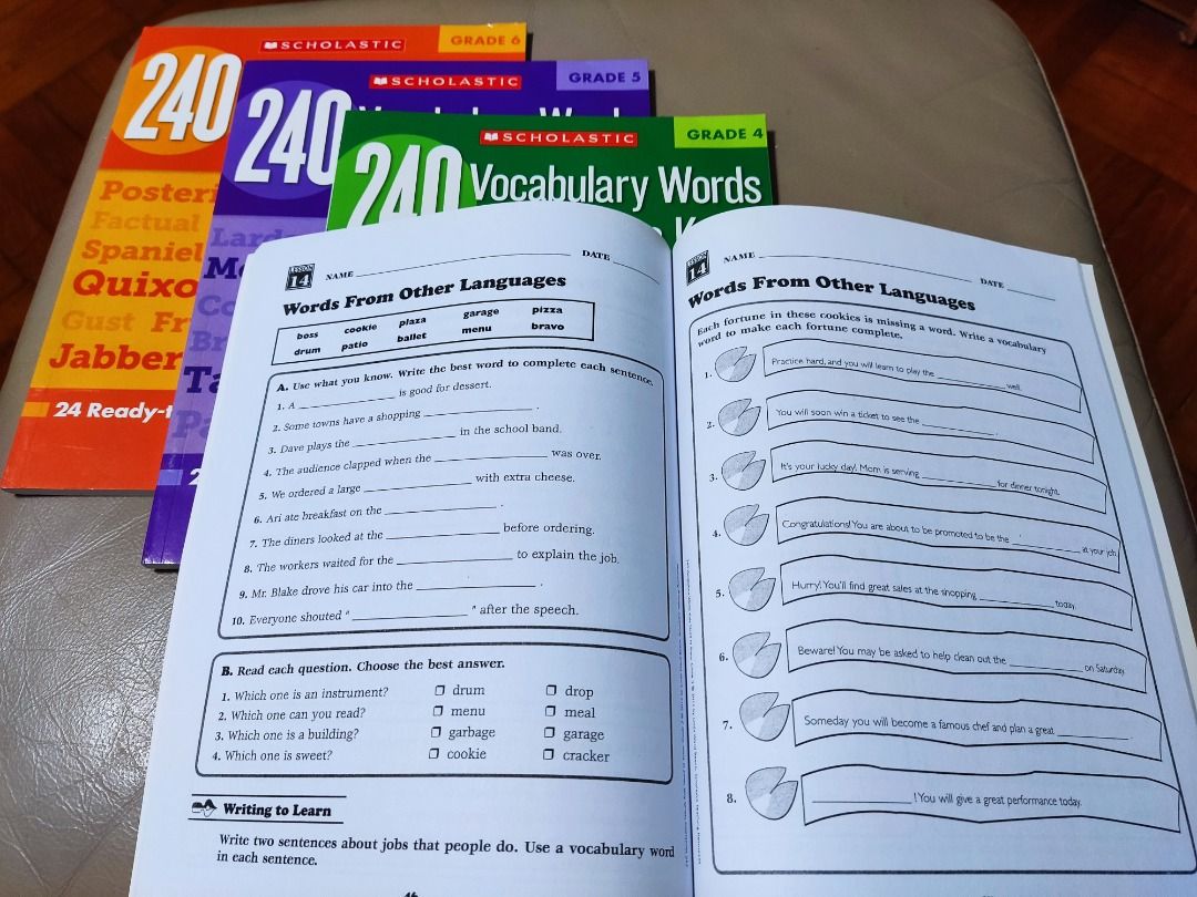 240 Vocabulary Words Kids Need to Know (Grade2-6), 興趣及遊戲, 書本 & 文具, 教科書 ...