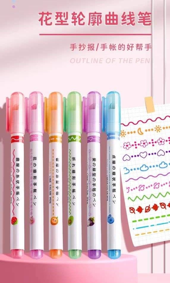 6in1 Flower outline curve pen, Hobbies & Toys, Stationary & Craft ...