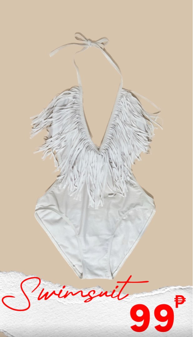 ‼️99₱ Only‼️One Piece Tassel / Fringed High Waist Sexy Swimsuit Small ...