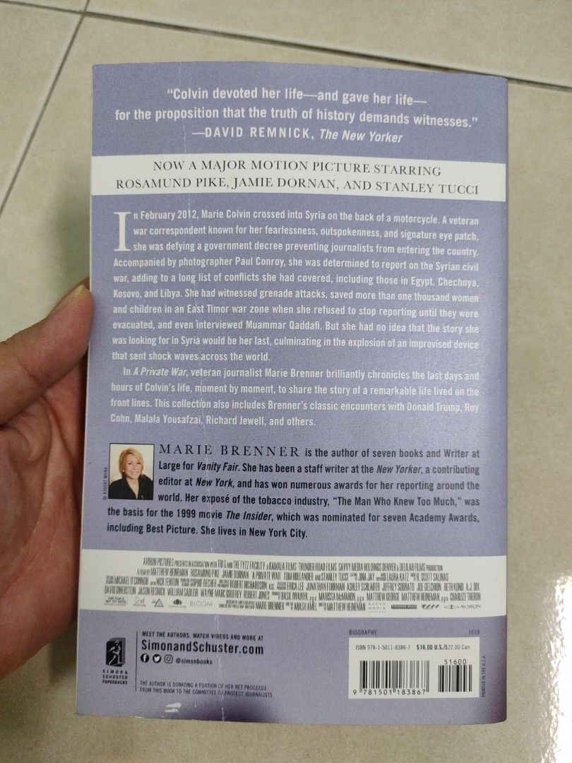 [ 100% Original ] A Private War by Marie Brenner (Nonfiction ...