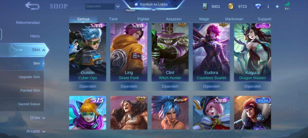 151 Skins Epic Limited: Fanny, Kagura Lightborn: Fanny M World: Ling ...